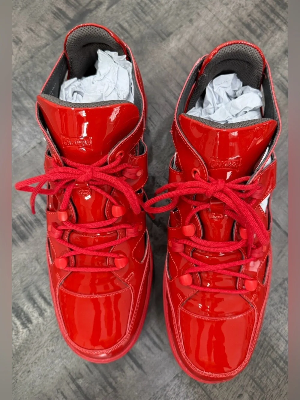 Camper | Shoes | Camper Mens Glossy Red Sawtooth Sole Sneakers | Poshmark